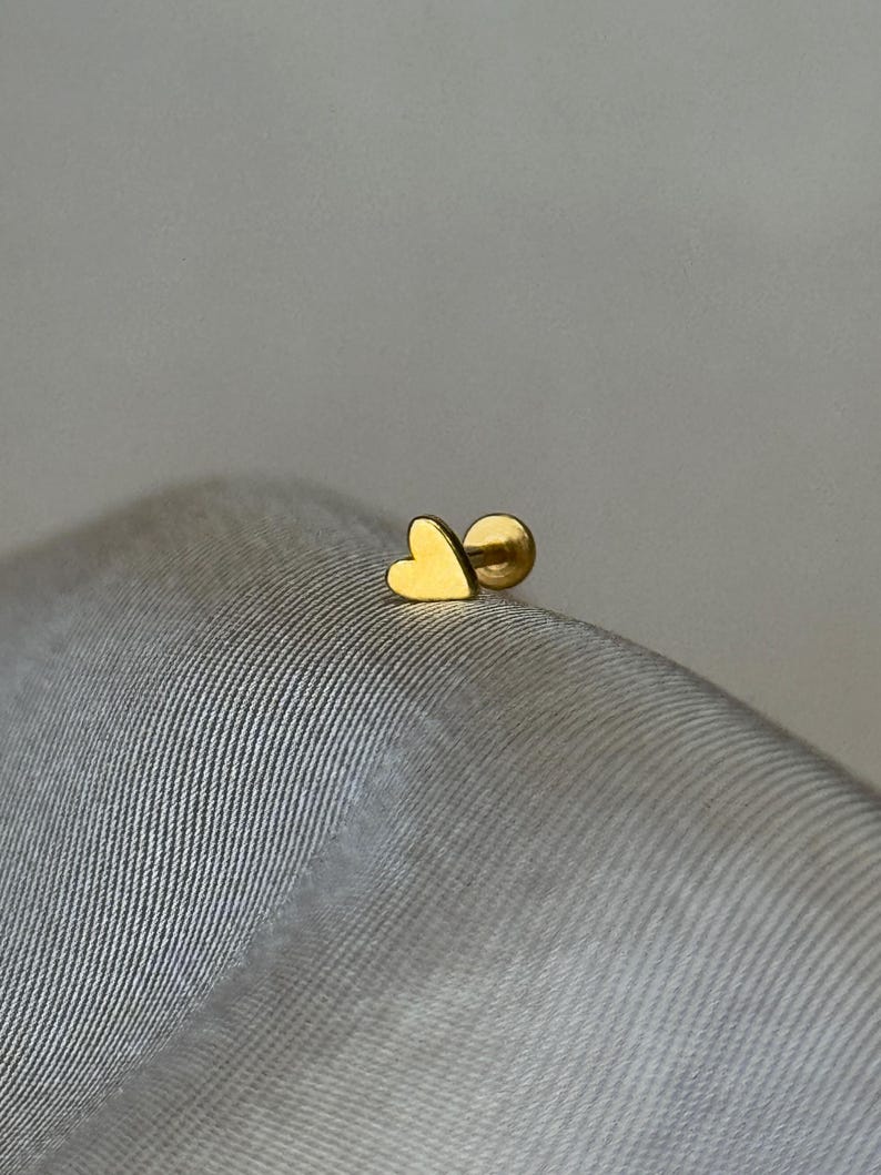 A+grade •titanium • Heart Push Pin Labret • Threadless Flat Back ...