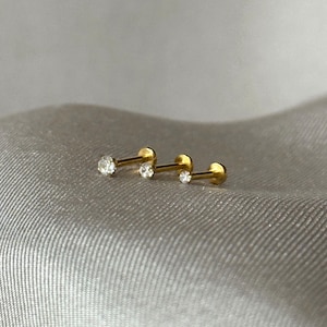 Flat Back Threadless Push Pin Stud • 20G 18G 16G Cartilage Earring • 1 ...