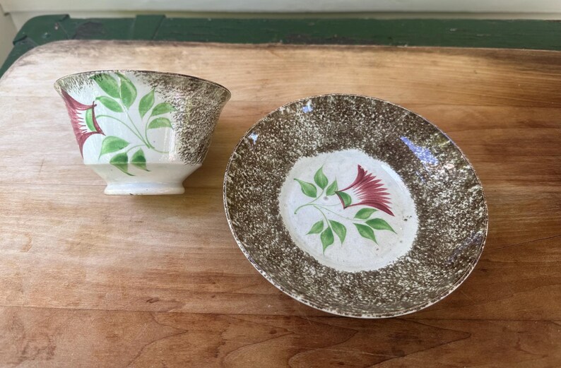 Antique Staffordshire, Light Brown Spatterware, Thistle Pattern ...