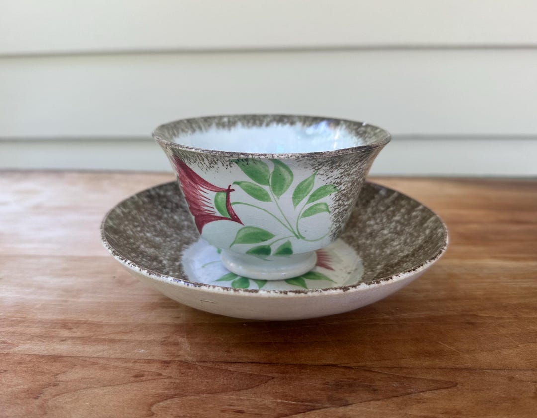 Antique Staffordshire, Light Brown Spatterware, Thistle Pattern ...