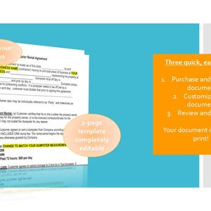 Dumpster Trailer Rental Agreement Template - Etsy