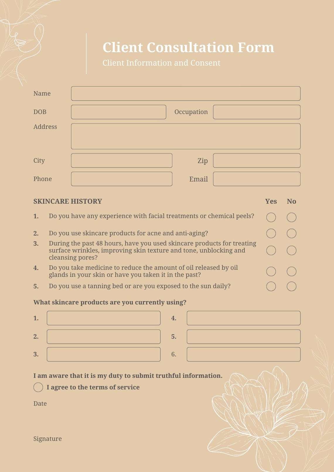 Esthetician Digital Intake Forms - Etsy