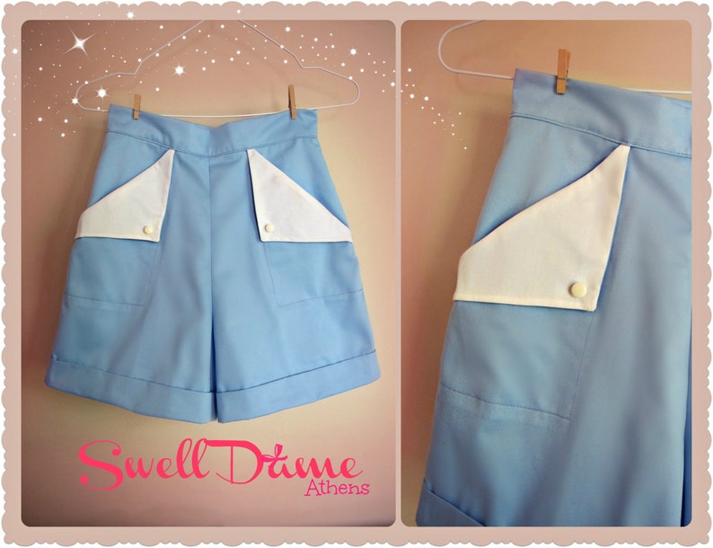 Swell Dame 1950s Style Women High Waisted Shorts With Flap Pockets in ...