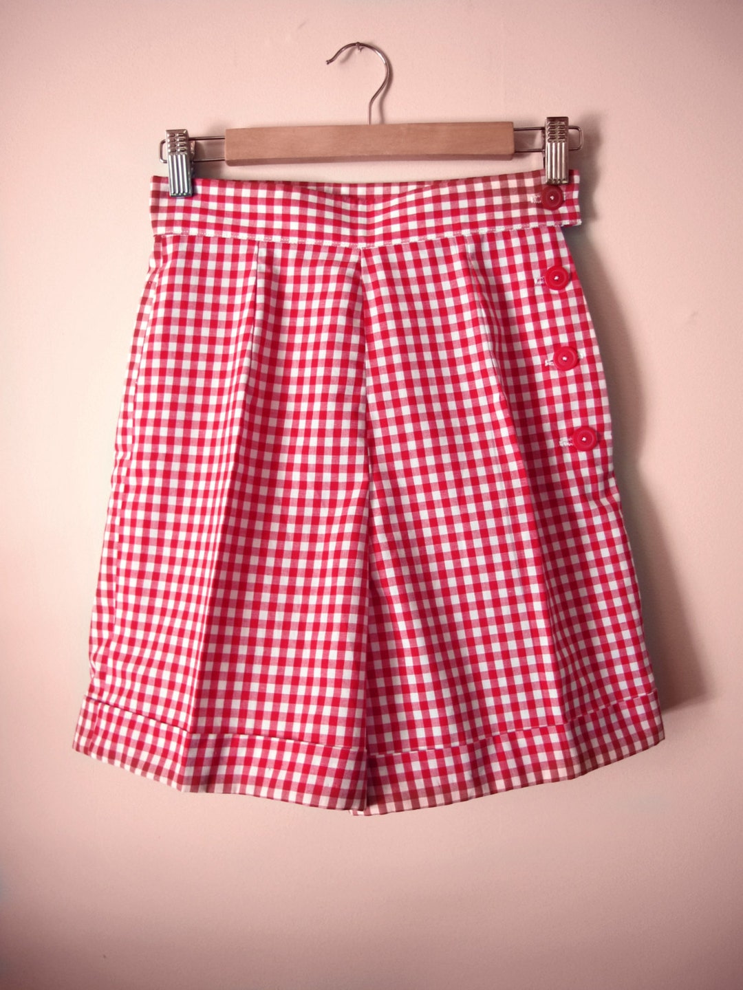 Swell Dame 1950s Style Women High Waist Gingham Shorts With Side