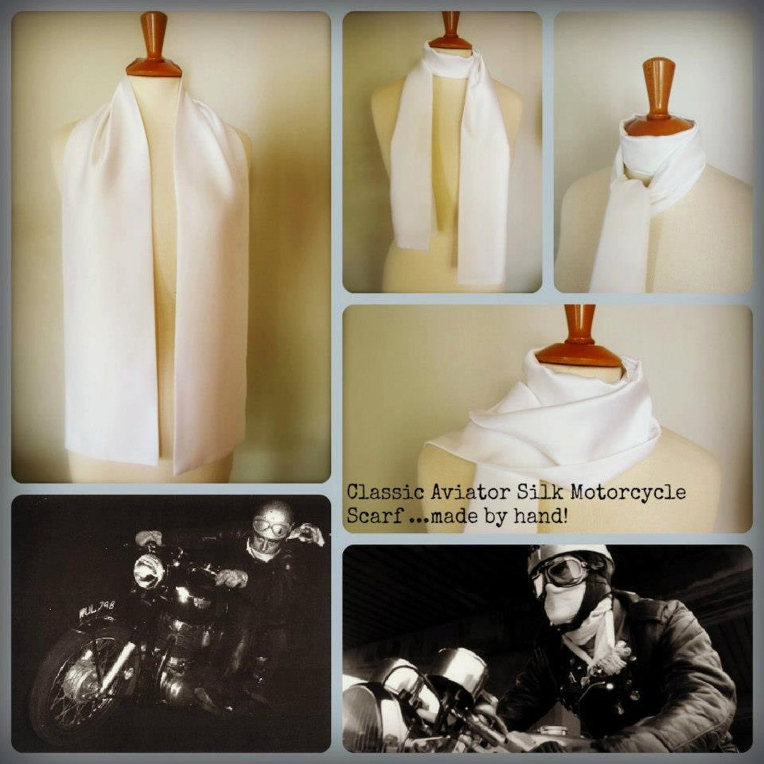 Classic Aviator White Silky Rayon Scarf Motorcycle Tone up Boys Unisex ...