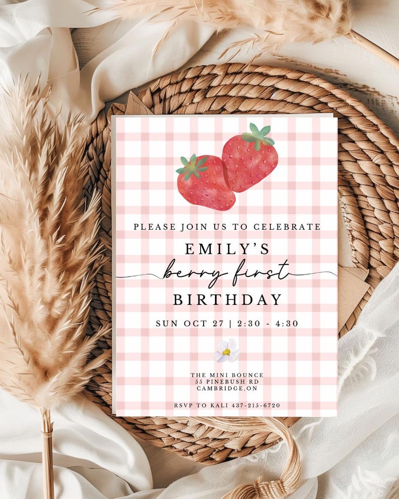 Berry First Birthday Invite - Etsy