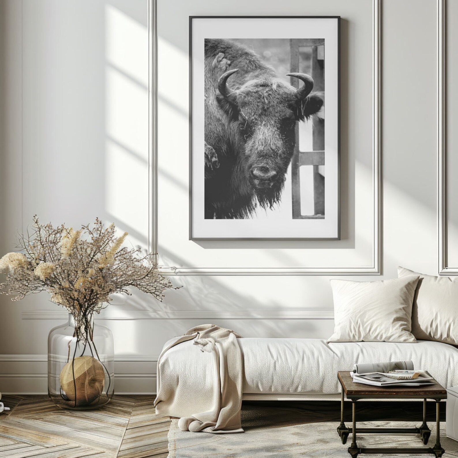 Buffalo Print, Bison Print, Western Art Decor, Digital Download, Black ...