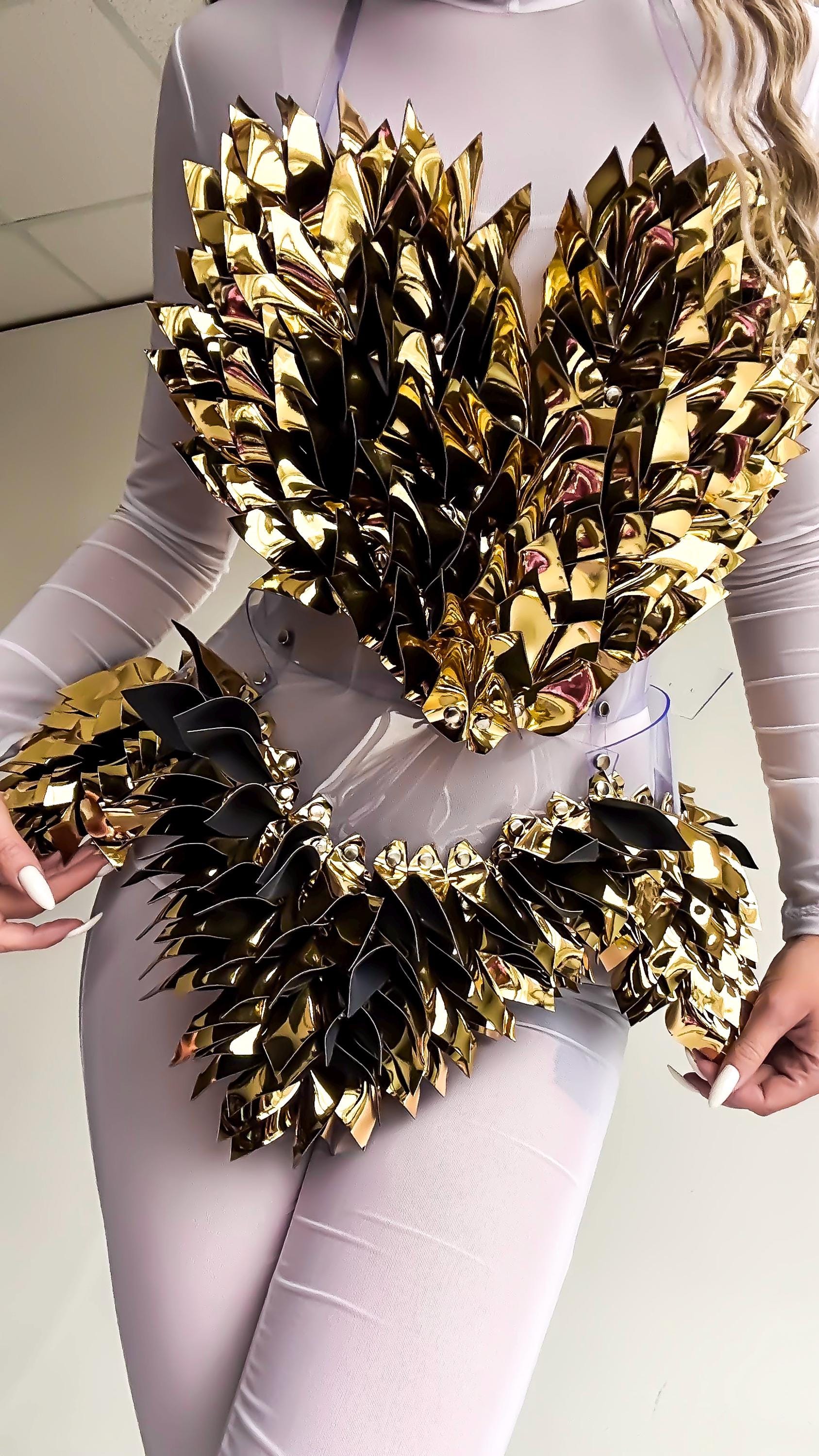 Burlesque Costume Set - Top & Skirt With Feathers, Samba Dance Wear ...