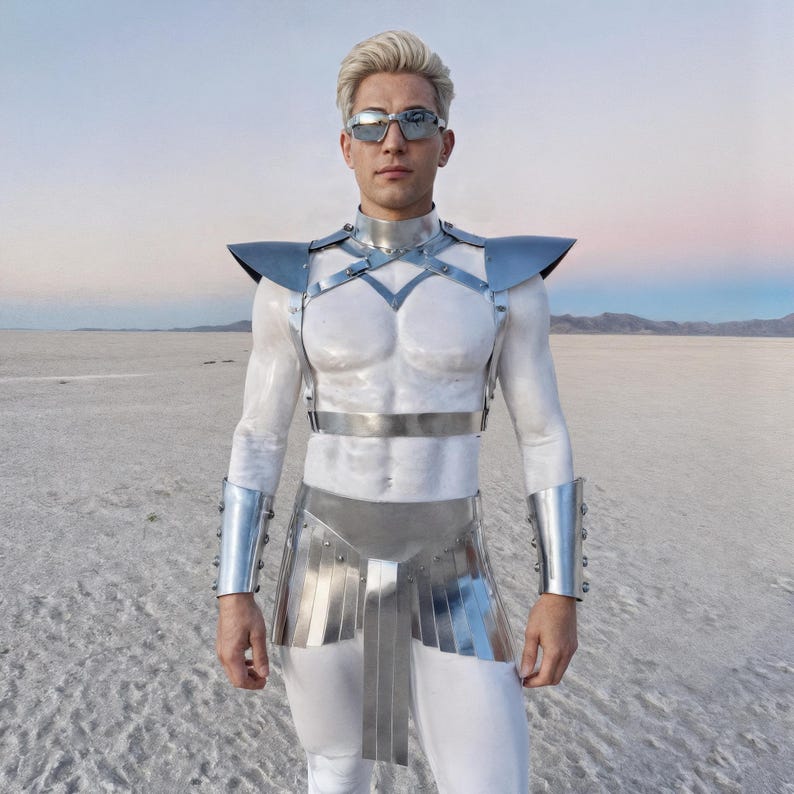 Men's Cosmic Costume Set – Silver Alien Outfit, Futuristic Clothing for ...