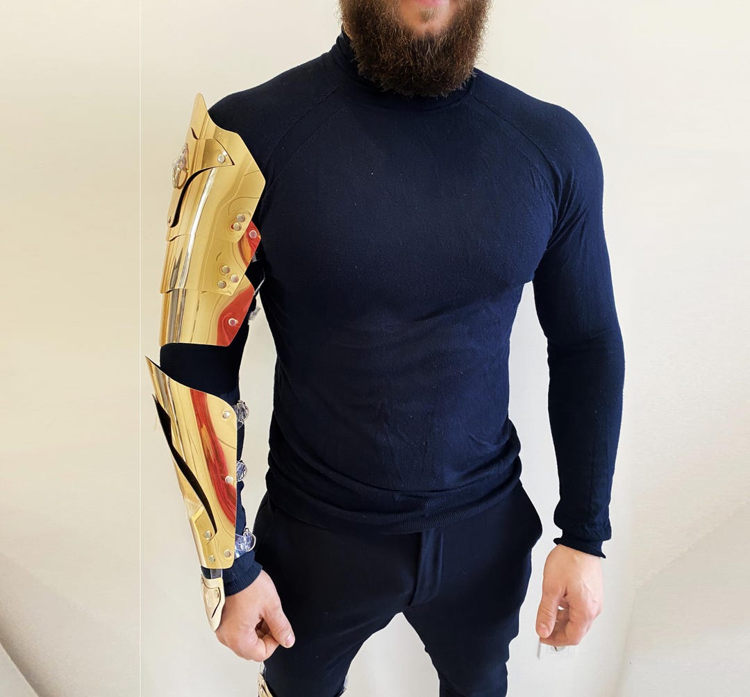 Men's Golden Armour Arm – Robot Arm Bracelet, Gold Futuristic Armor for ...