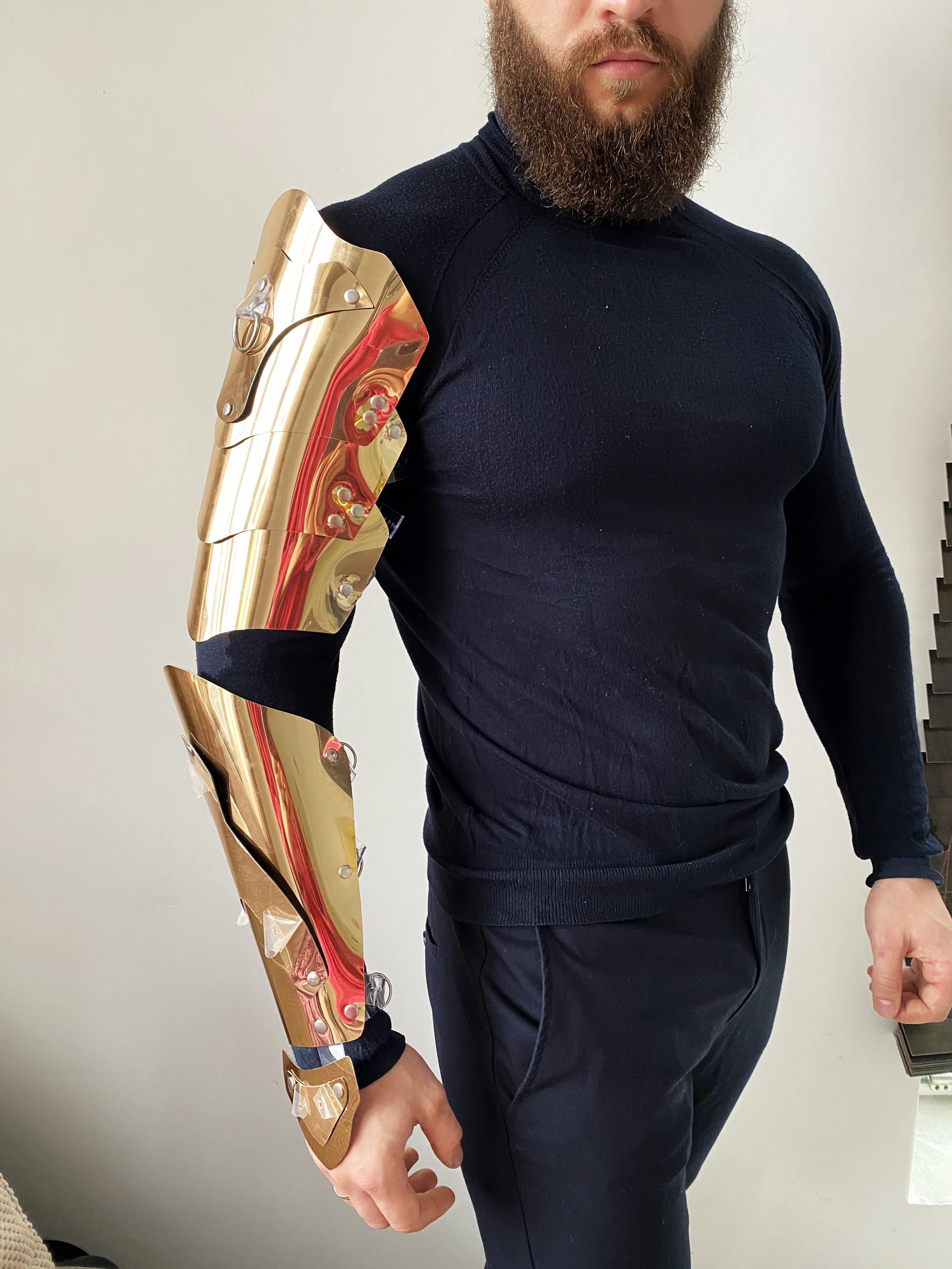Men's Chrome Arm Armour – Robot Arm Bracelet, Silver Futuristic Armor ...