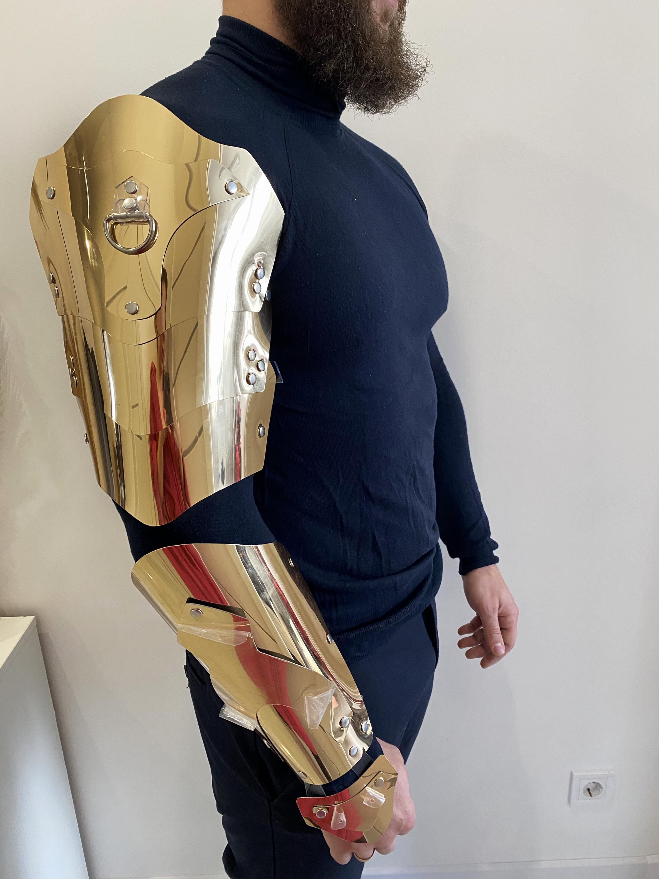 Men's Chrome Arm Armour – Robot Arm Bracelet, Silver Futuristic Armor ...
