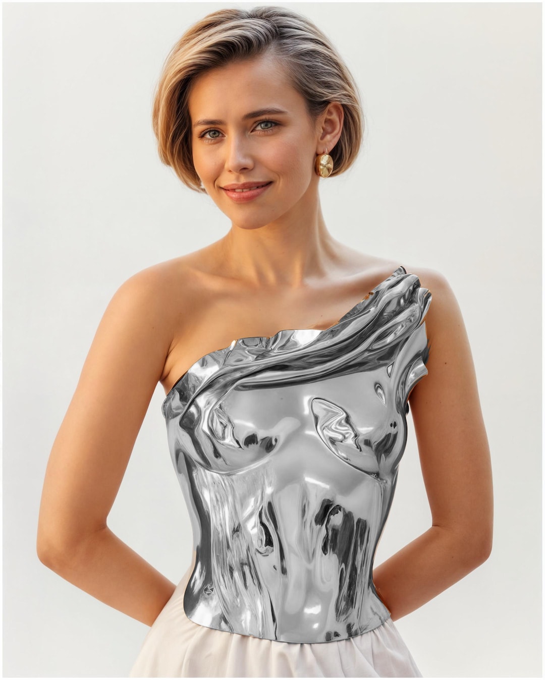 Exclusive Chrome Corset Top – Handmade Female Armor Bustier for Red ...