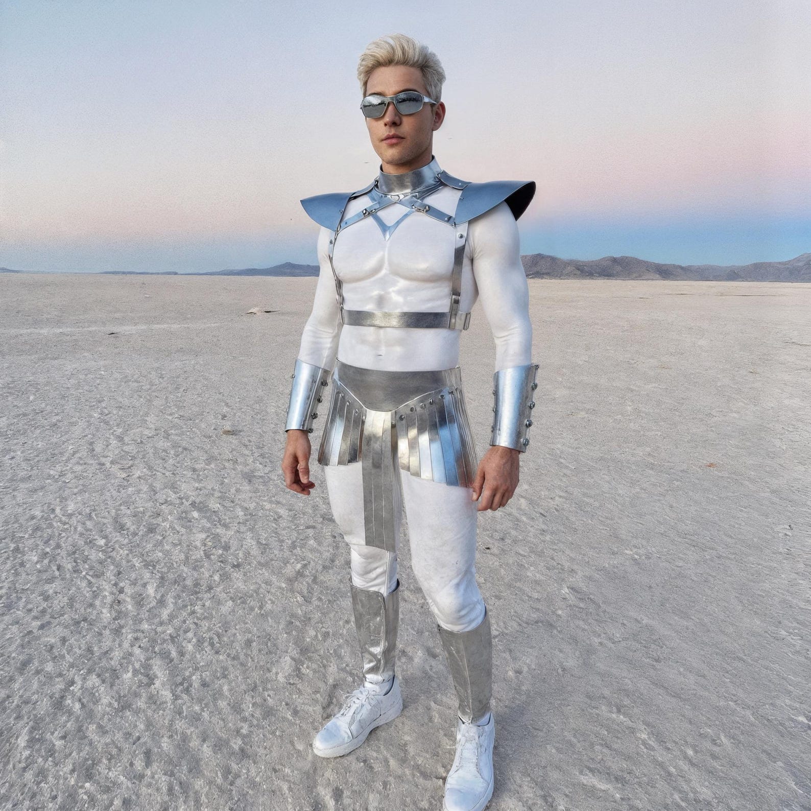 Men's Cosmic Costume Set – Silver Alien Outfit, Futuristic Clothing for ...