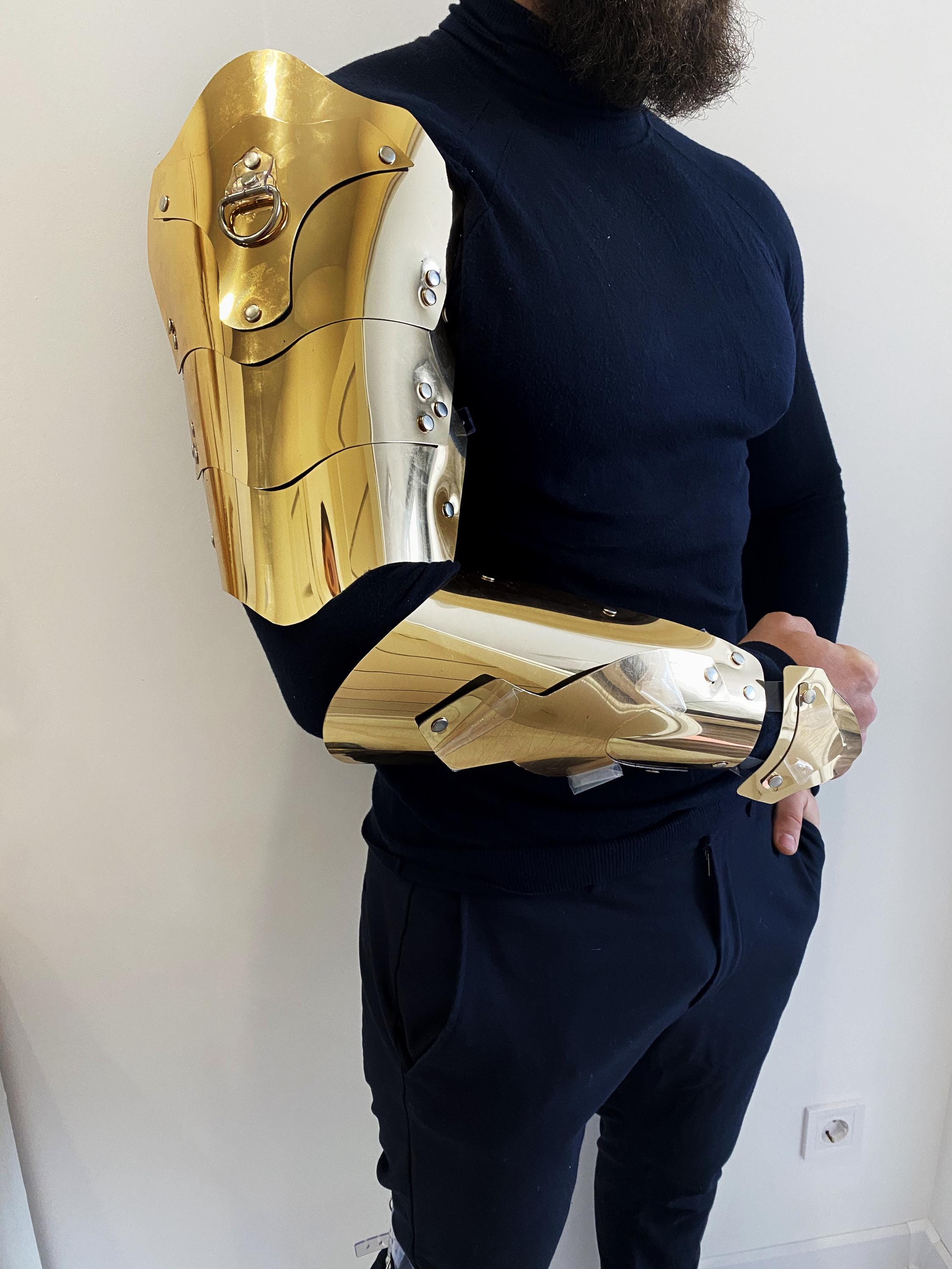 Men's Chrome Arm Armour – Robot Arm Bracelet, Silver Futuristic Armor ...