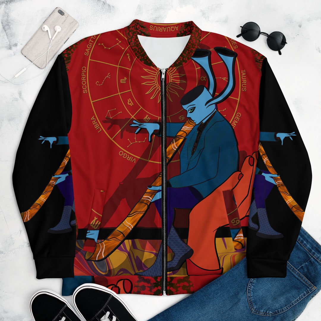 Surreal Bomber Jacket With Didgeridoo Art - Open Minded Musicians ...