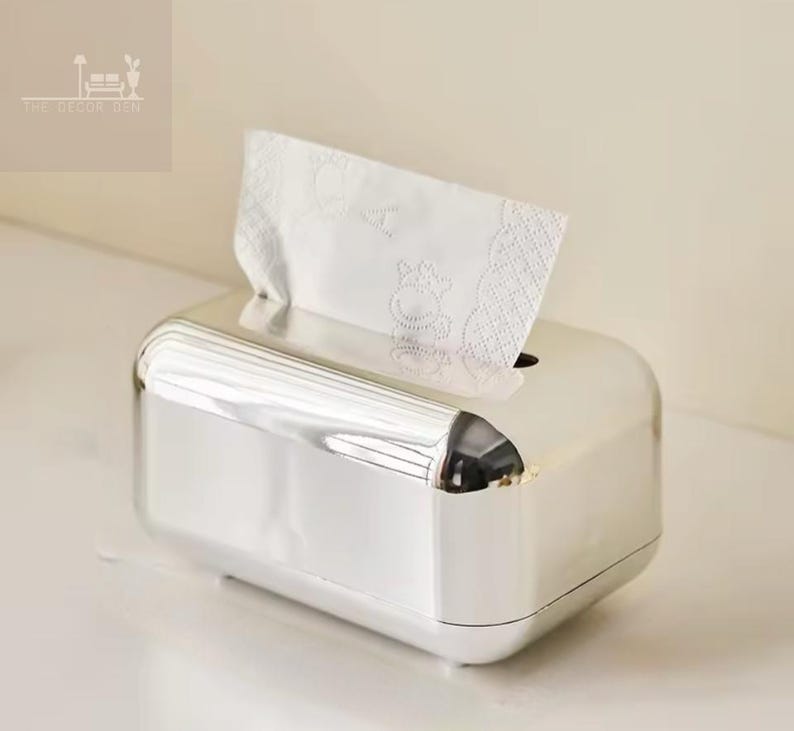 Elegant Silver Chrome Tissue Box Luxury Napkin Holder for Stylish Home ...