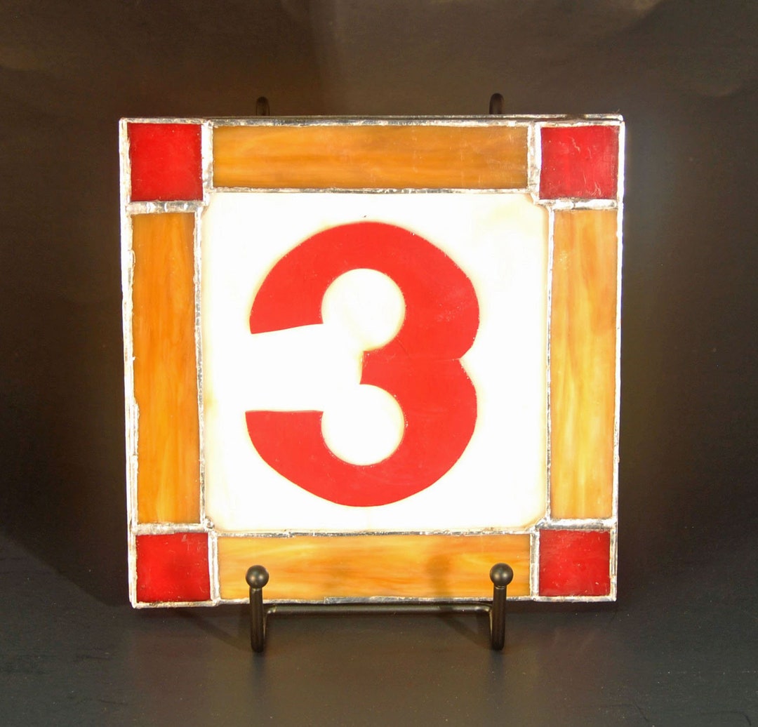 Digit 3 Stained Glass Number Tile for Housewarming Birthday Anniversary ...