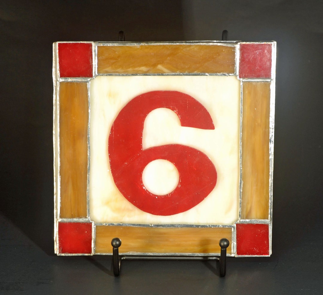 Digit 6 Stained Glass Number Tile board - Etsy