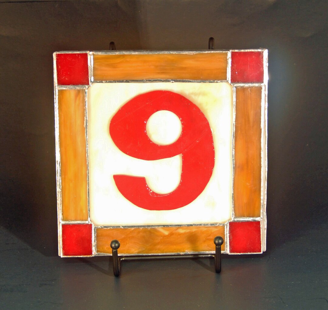 Digit 9 Stained Glass Number Tile board - Etsy