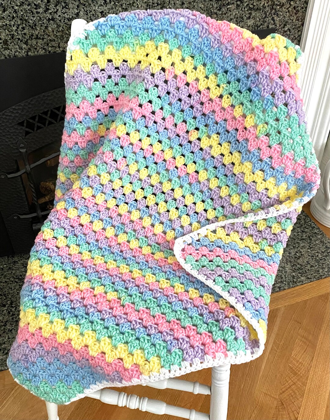 Handmade Crochet C2C Granny Square Blanket Afghan Throw Wrap Baby Boy ...