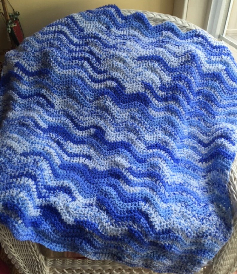CROCHET Lace Wavy Ripple Baby Nursery Toddler SOFT Blanket Afghan Wrap ...