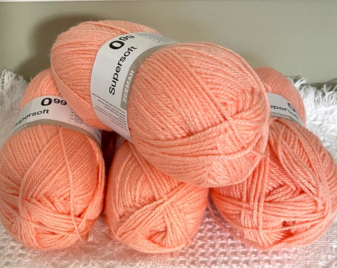 Supersoft Zeeman Yarn 4 Skein Lot 4 X 50 Grams Peach DK Light 3 Soft ...