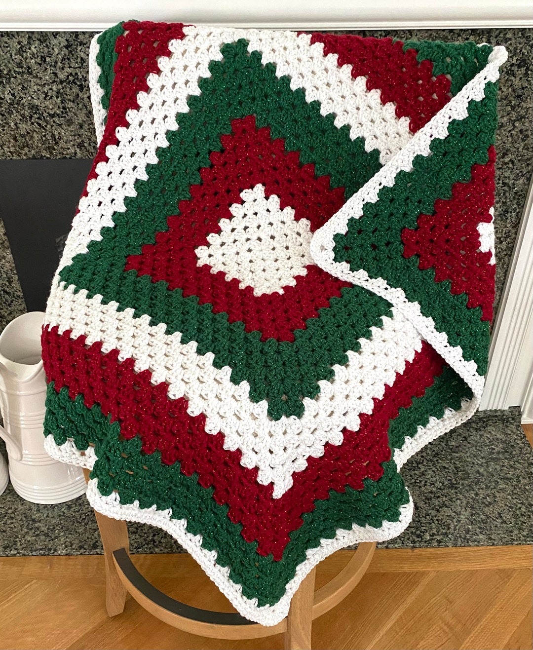 Christmas Sparkle Starlette Handmade Crochet Granny Square Blanket ...