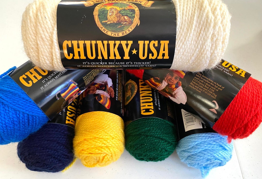 VINTAGE Lion Brand Chunky USA Yarn Bulky 5 Solid No Dye Lot Assorted ...