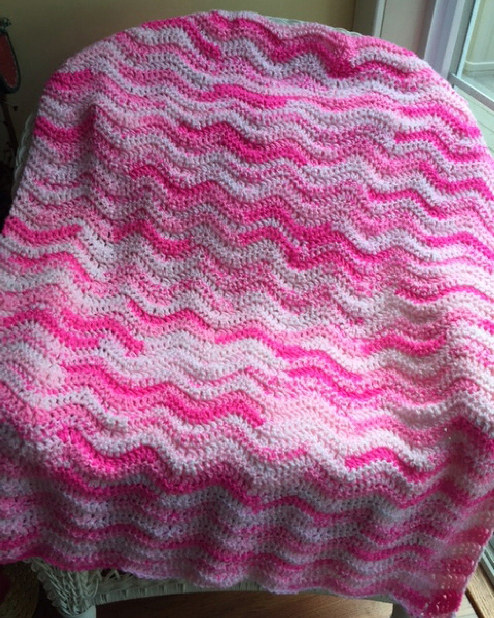CROCHET Lace Wavy Ripple Baby Nursery Toddler SOFT Blanket Afghan Wrap ...