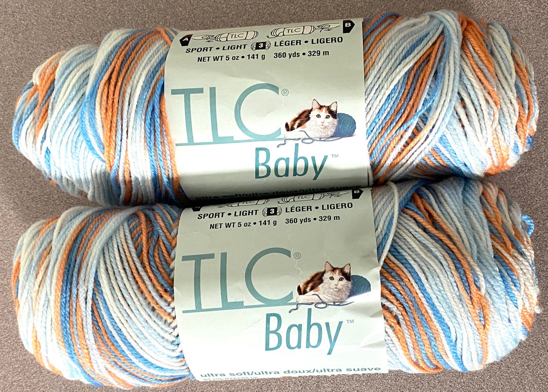 Lot of 2 Red Heart TLC BABY YARN Light 3 Dk Variegated Acrylic Baseball ...