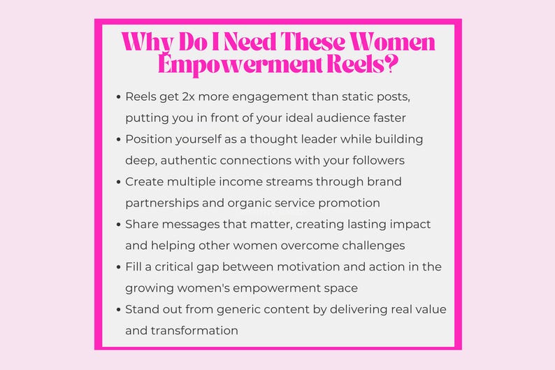 100+ Women Empowerment Reels: Faceless Marketing, Hooks & Captions (MRR ...