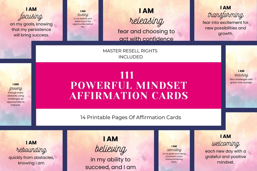 111 Powerful Mindset Affirmation Cards Vision Board Ideas, MRR Digital ...
