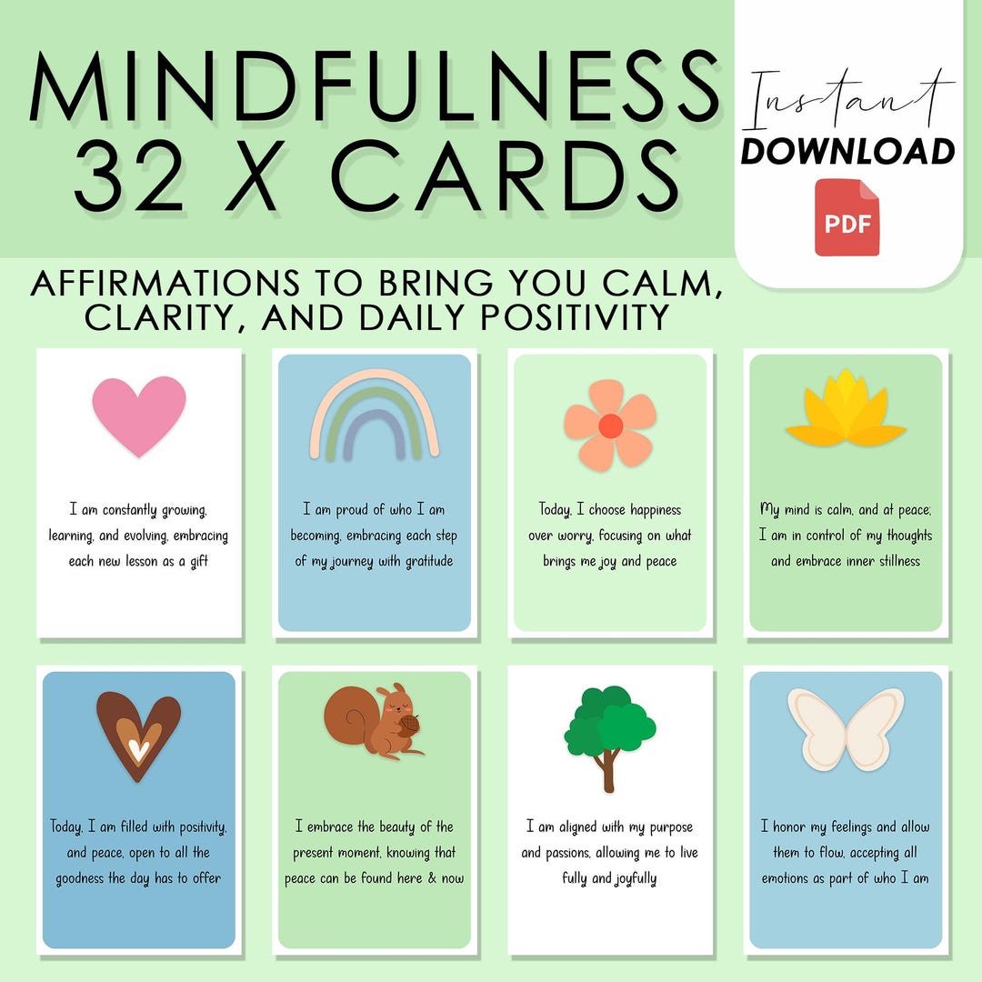 Mindfulness Affirmation Cards, Printable Affirmation Digital Card Deck ...