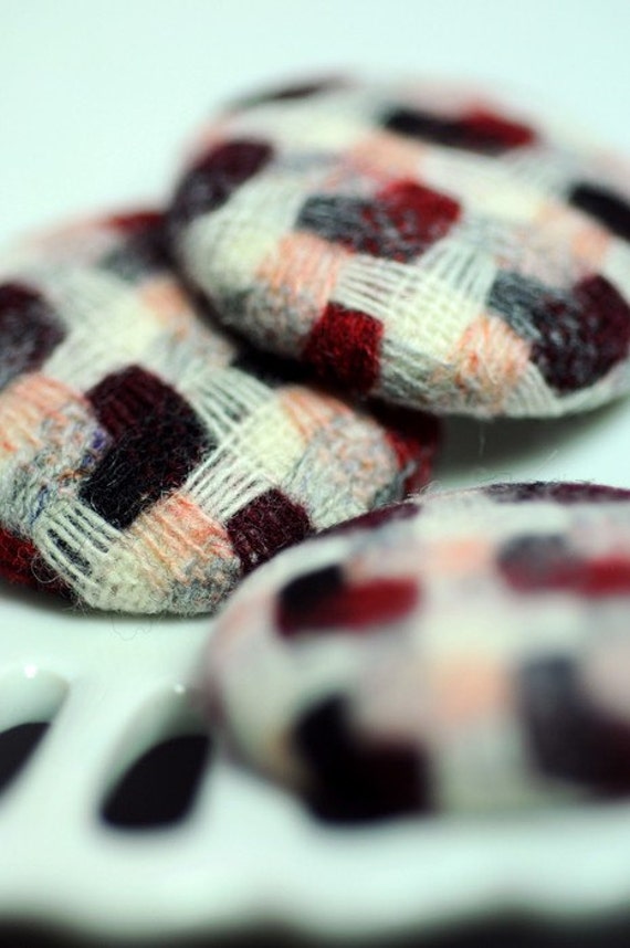 Items similar to Wool Tweed Buttons Peachy Weave Wool Tweed on Etsy