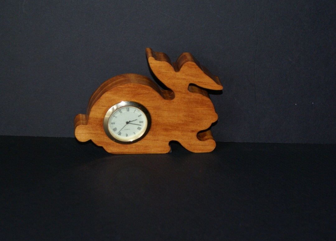 Rabbit Bunny Wood Shelf Sitter Desk Clock - Etsy