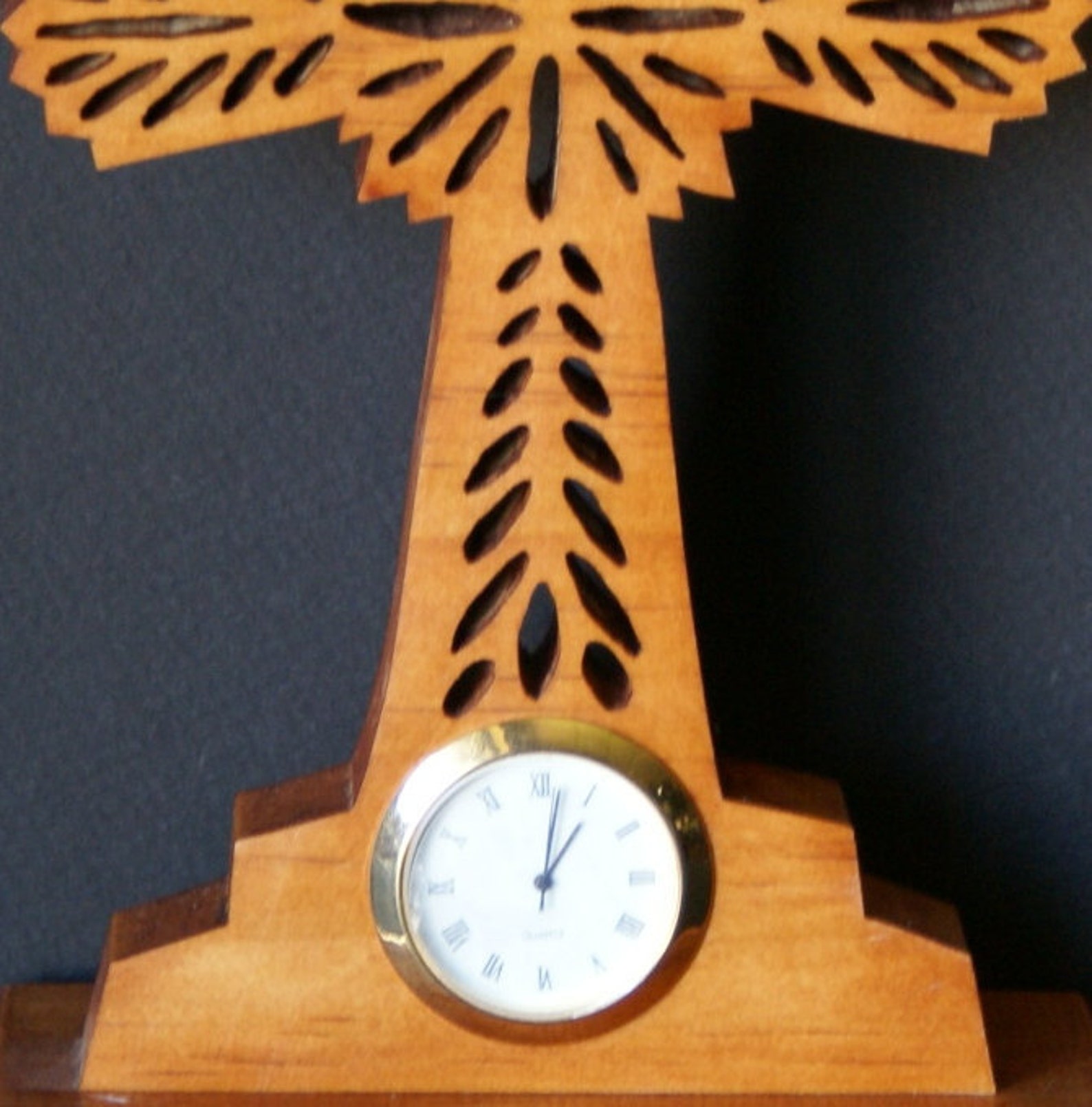 Wooden Cross Ornate Fretwork Desk Clock Scroll Saw Cut - Etsy