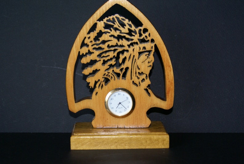 Arrowhead & Indian Chief Wood Desk Shelf Fretwork Clock Scroll Saw - Etsy
