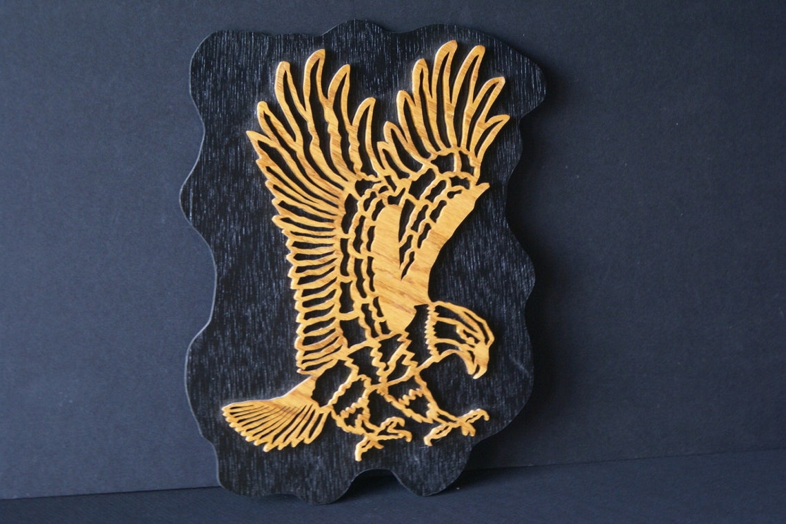 Bald Eagle Hunting Prey Wood Scrow Saw Cut Plaque - Etsy