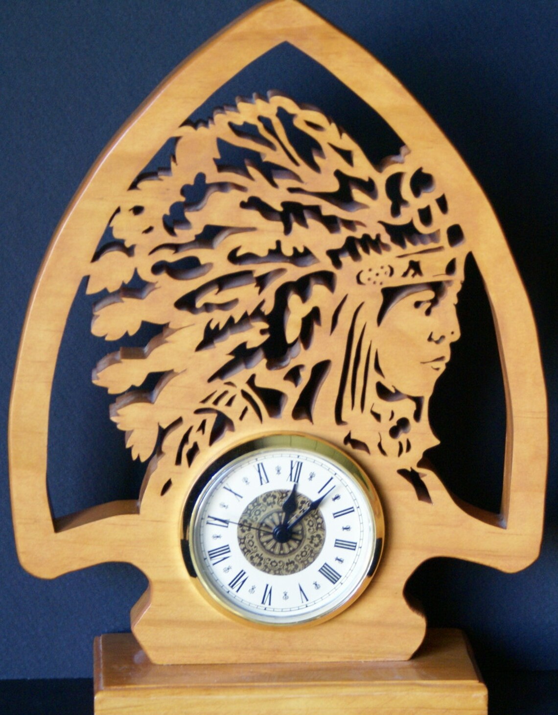 Arrowhead & Indian Chief Wood Mantel Fretwork Clock Scroll Saw - Etsy