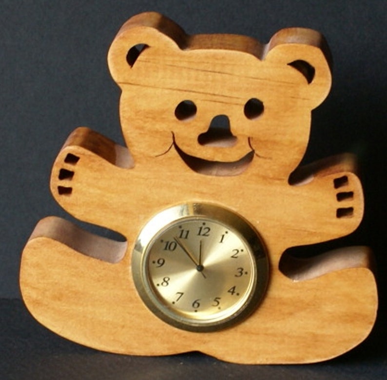 Teddy the Bear Wood Shelf Sitter Clock - Etsy UK