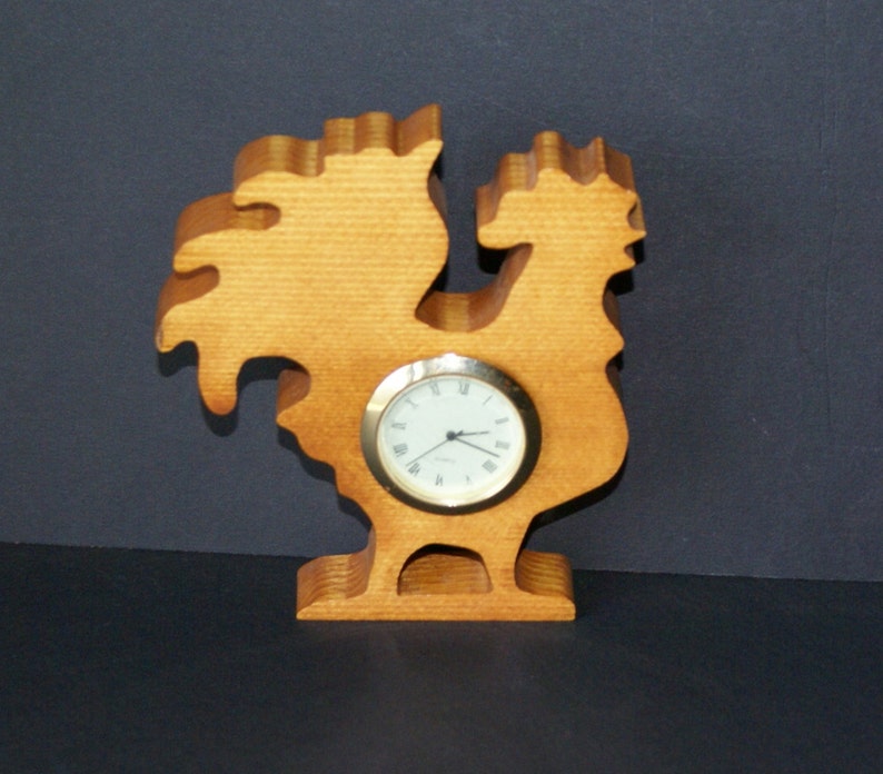Rooster Crowing Wood Shelf Sitter Desk Clock - Etsy