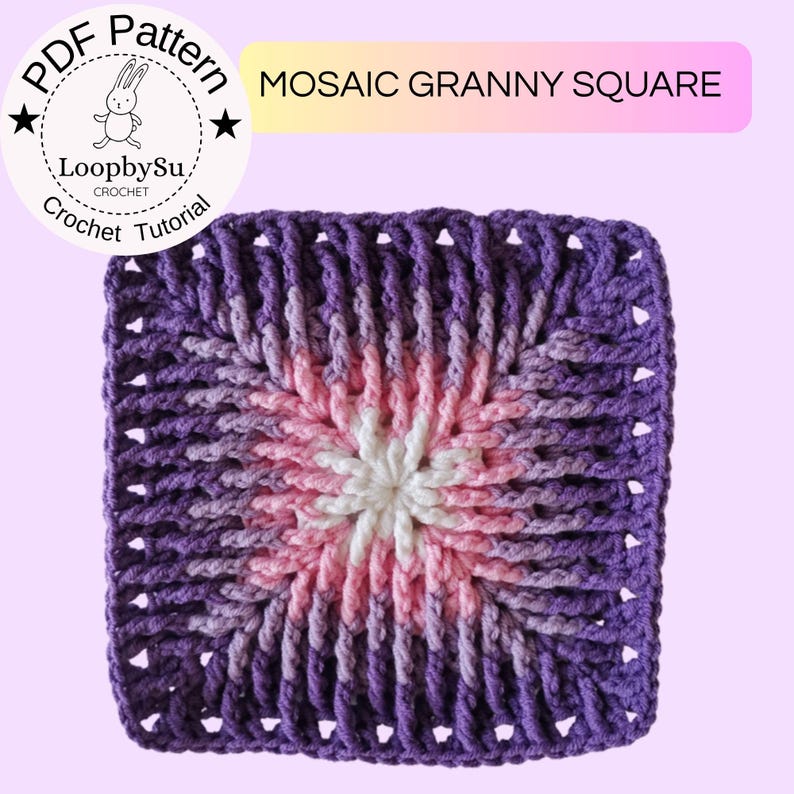 Mosaic Granny Square Crochet Pattern: 3D Afghan Blanket (PDF Pattern ...