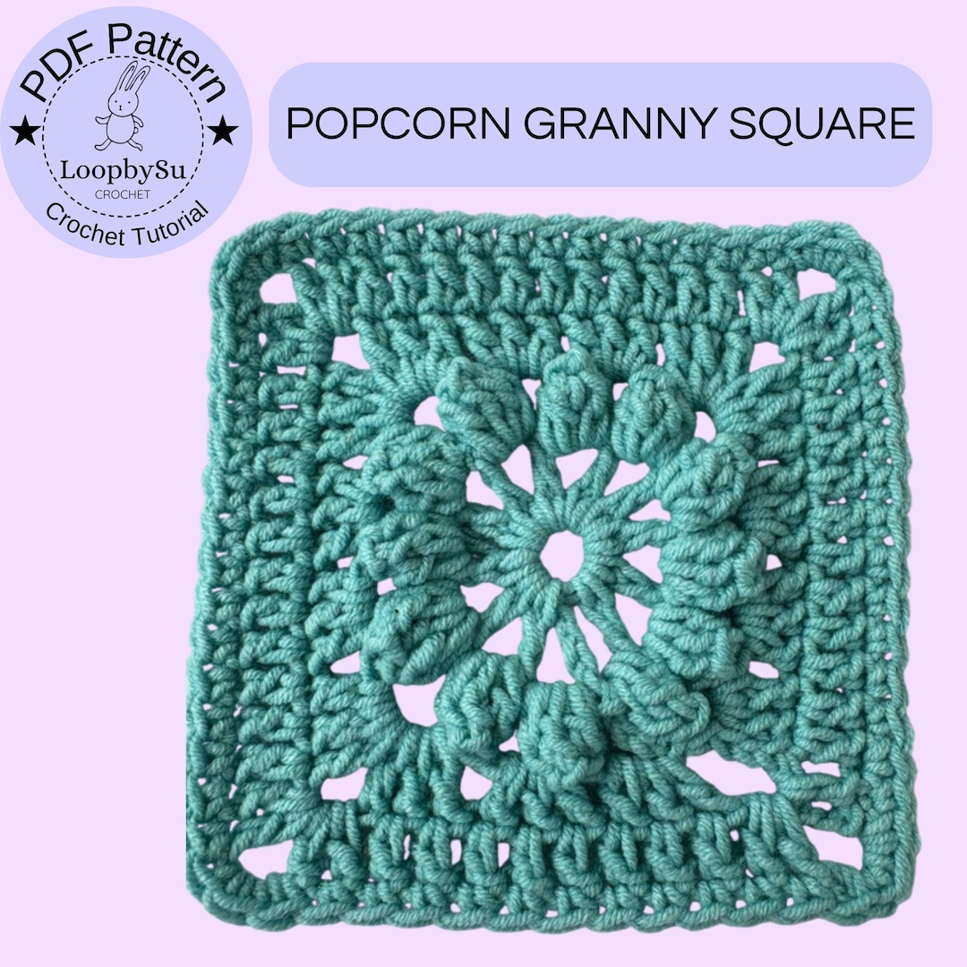 Popcorn Granny Square Crochet Pattern PDF, Floral Textured Afghan Block ...