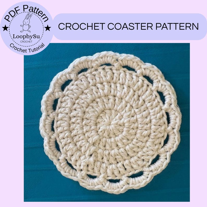 Scalloped Crochet Coaster Pattern: Easy Round Lace Coaster (PDF) - Etsy
