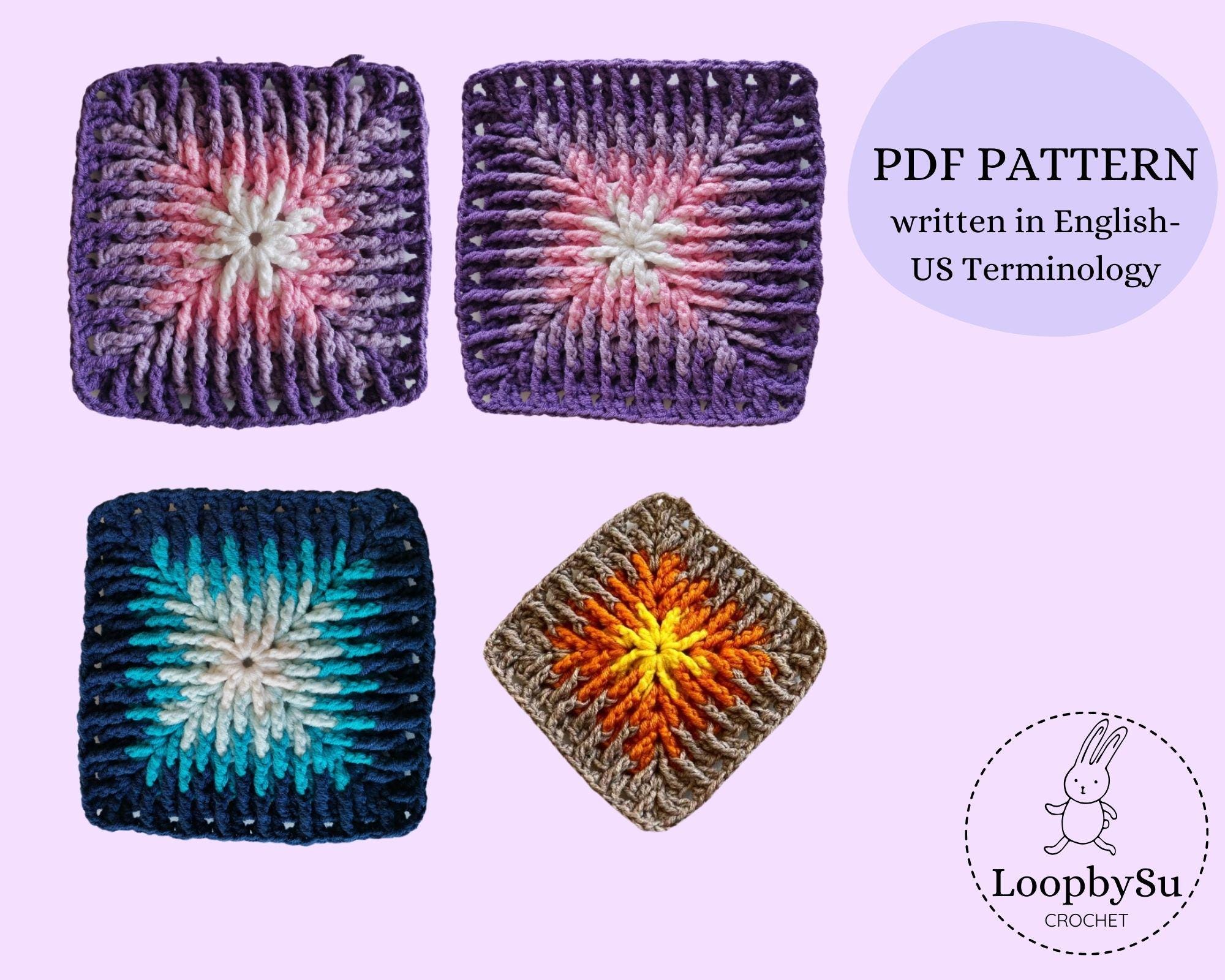 Crochet Mosaic Granny Square Pattern, 3D Mosaic Crochet Pattern ...