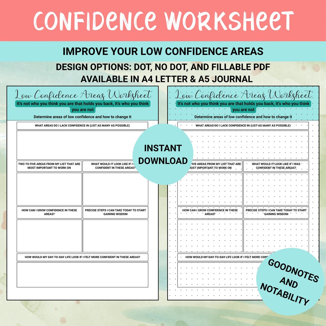 Confidence Personal Growth Worksheet | Self-improvement | Mindset ...