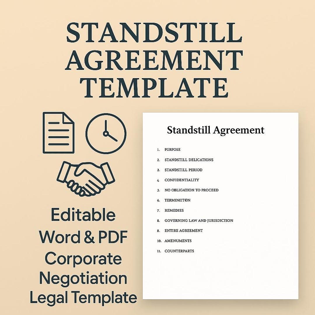 Standstill Agreement Template | Editable Word & PDF | Corporate Legal ...