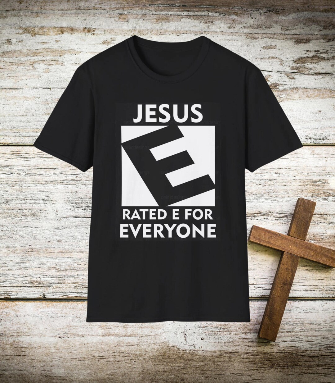 Christian Graphic Tee, Jesus Rated E for Everyone Shirt, Religious ...