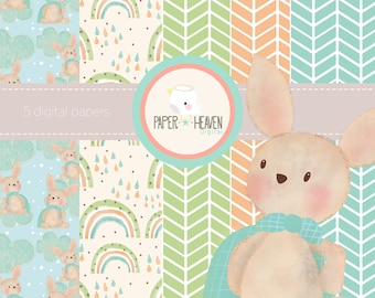 Bunny Digital Papers | Etsy